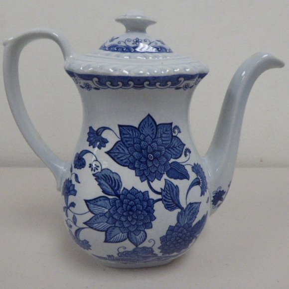 Adams | Dining | Adams Blue Onion Floral White Ironstone Teapot England ...